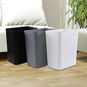 Xyskin 3 Pack Plastic Trash Wastebasket, Garbage Cans, Deskside Garbage Bin, White, 4.5 Gallon