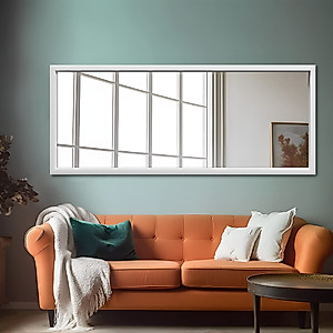 NeuType 44"x16" Wall Mounted Full Length Dressing Mirror, Polymer Frame, White, No Stand