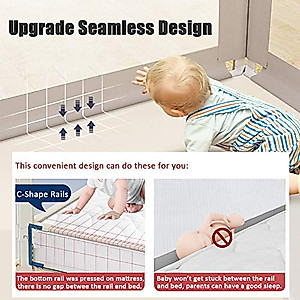 Bed Rail for Toddlers, 60’’70’’75“78’’86’’ Extra Long Baby Bed Rail Guard Lifting Vertically, 1 Side of Free-Tool Assembled Bed Rail Guard for Toddlers Fit Queen Bed, King Bed (75 Inch, Grey Moon)