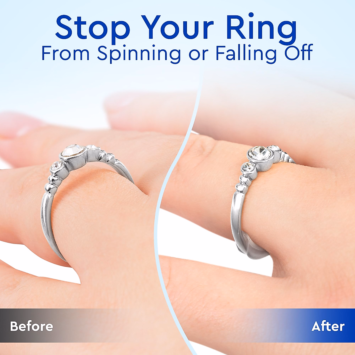 5 STARS UNITED Ring Sizer Adjuster for Loose Rings - 8 Pack Easy-Clip Guards, Fits Flat Bands Up to 8mm, Spacers & Tighteners, Reduces Size by 0.5-1, Invisible Design for Women & Men