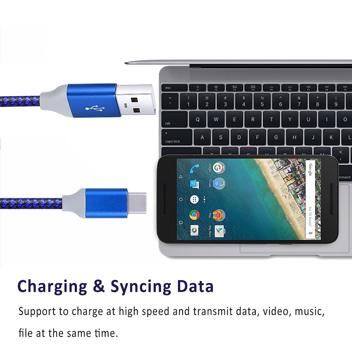 Pofesun USB Type C Cable [3-Pack 10ft], USB A to USB-C Fast Charging Type C Cable Nylon Braided USB C Cable Compatible for Samsung Galaxy S24 S23 S22 S21 S20 S10 Note 20 10 A20 A51 A71,LG G8 V30