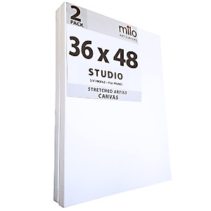 milo Pro Stretched Artist Canvas | 36x48 inch | Pack of 2 | 3/4” inch Thick Studio Profile | Ready to Paint 11 oz Primed Heavy Duty Large Canvas Art Supplies for Painting