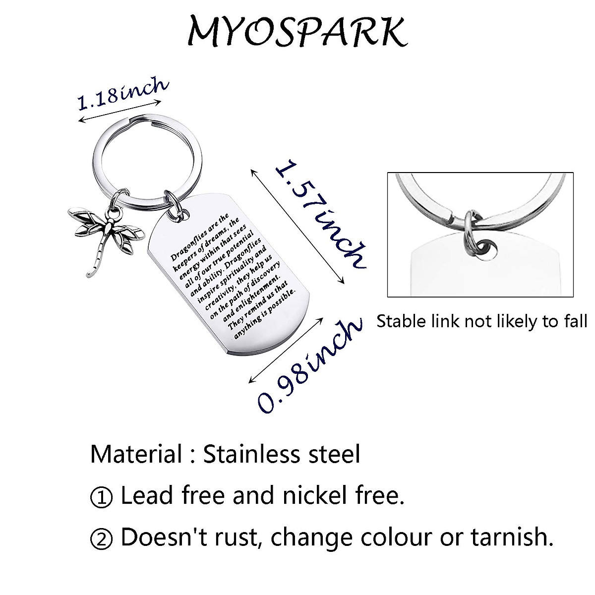 MYOSPARK Dragonfly Keychain Graduation Gift Dragonfly Lovers Gift Encouragement Gifts for Her (Dragonflies Keepers KC)