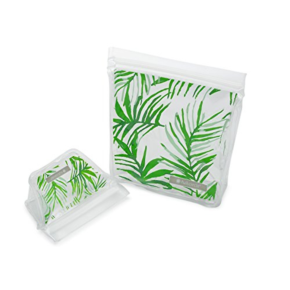 Full Circle Ziptuck Reusable Travel Bag Set – 1 Mini Bag and 1 Travel Bag - Multi-Use Leak-Free Travel Storage Bags – BPA-Free, Food-Safe & Reusable, Palm Leaves