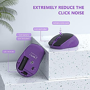 Wireless Keyboard and Mouse Combo - Keyboard with Phone Holder, VIVEFOX 2.4GHz Silent USB Wireless Keyboard Mouse Combo, Full-Size Keyboard and Mouse for Computer, Desktop and Laptop (Purple)