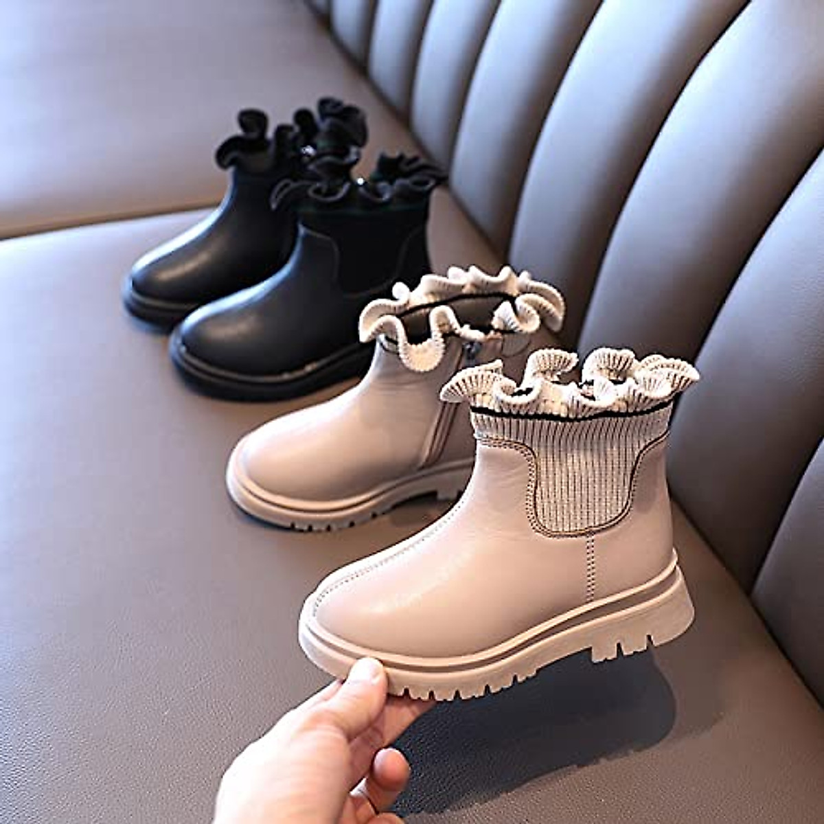 Girls Shoes Solid Color Short Boots Shoes Fashion Non Slip Breathable Nude Women Boots Toddler on Boots (Pink, 9-9.5 Years Big Kids)