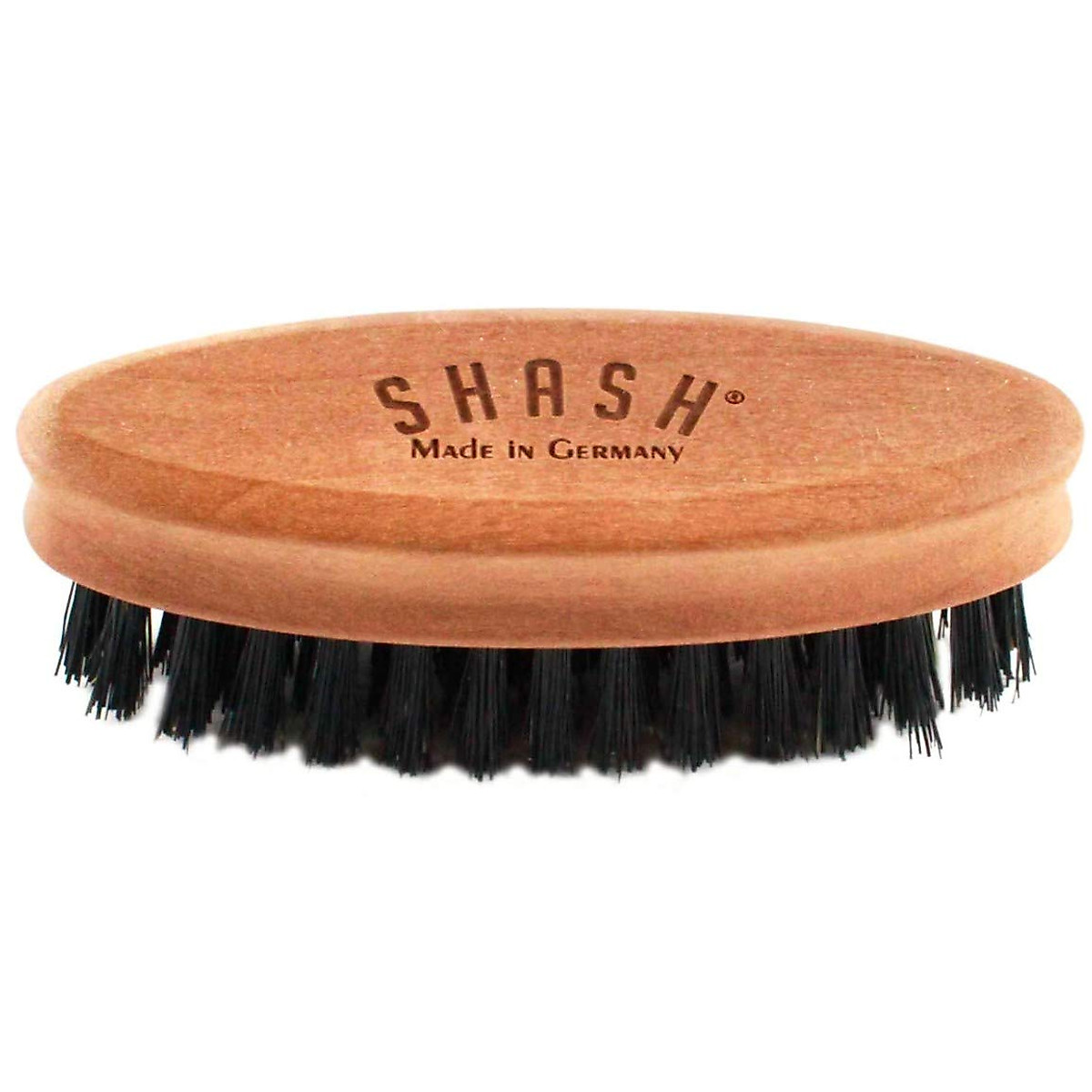 Made in Germany - SHASH Smooth 100% Boar Bristle Beard Brush, Naturally Conditions and Softens Hair - Portable, Eases Itch and Irritation, Supports Healthy Growth, Eco-Sourced