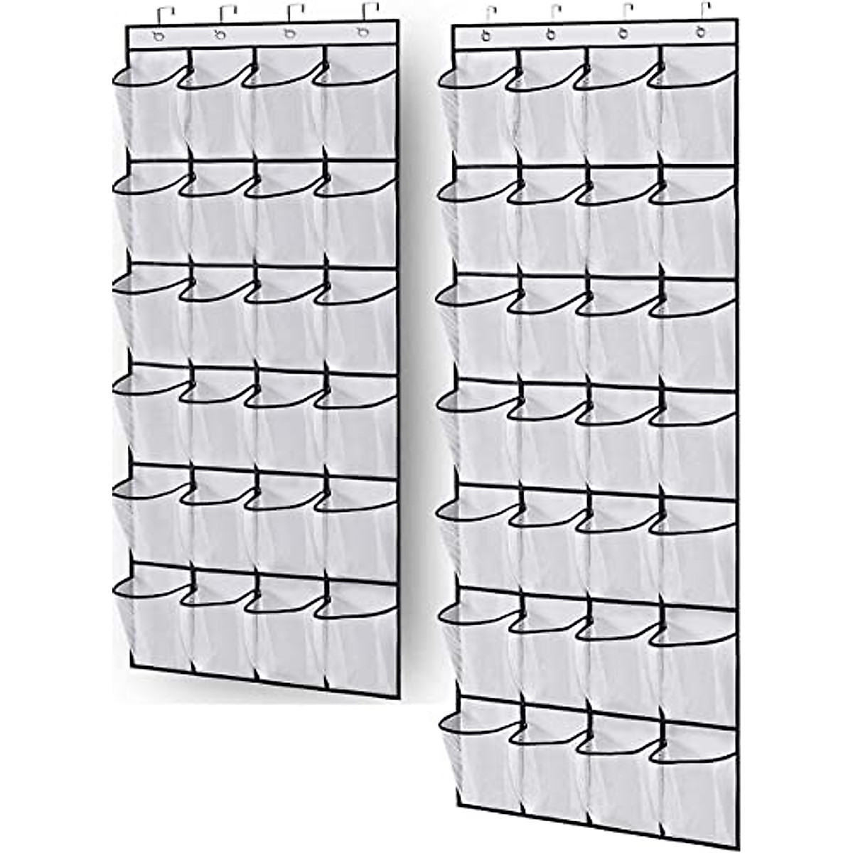 MISSLO 24 + 28 Large Pockets Over The Door Shoe Organizer Mesh Pockets and Over The Door Shoe Rack Hanging Shoe Organizer for Closet Door