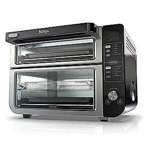 Ninja DCT401 12-in-1 Double Oven with FlexDoor, FlavorSeal & Smart Finish, Rapid Top Oven, Convection and Air Fry Bottom Oven, Bake, Roast, Toast, Air Fry, Pizza and More, Stainless Steel