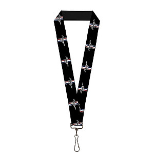 Buckle-Down womens Lanyard - 1.0" Ford Mustang W/Bars Logo Repeat Key Chain, Multicolor, One Size US