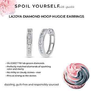 La Joya 1/2 CT TW Lab Made Huggie Hoop Diamond Earrings For Women | Real Sterling Silver White Gold Plated Diamond Huggies Earrings For Women