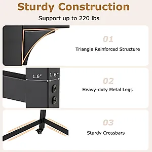 Tangkula 48” Mobile Computer Desk with Storage Bag & 2 Hanging Hooks, Rolling Home Office Writing Study Desk, Rolling PC Workstation with Lockable Universal Casters for Study Room, Bedroom