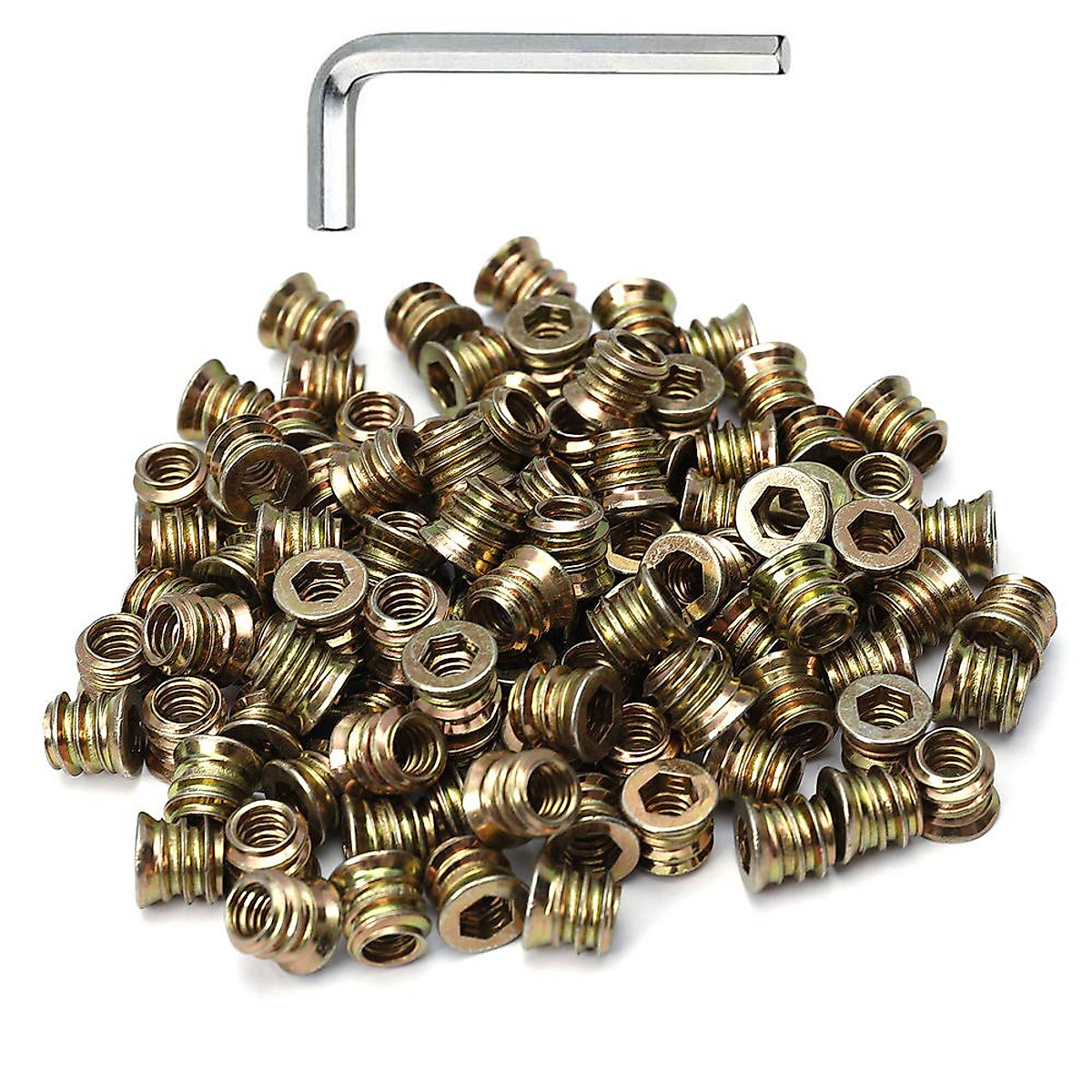50 Pieces 1/4-20 Threaded Inserts for Wood Nutsert Furniture Screw-in Nut 10mm Length Hex Drive