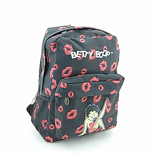 Betty Boop Microfiber 16" Height Backpack and Key Ring (Black)