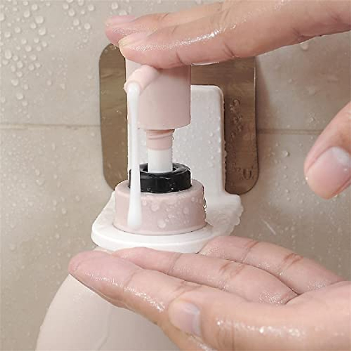 2pcs Shower Gel Bottle Rack Hook Bracket,Self Adhesive Wall Mounted Shampoo Holder Hook Shower Gel Bottle Rack Hanger Liquid Soap Holder Hand Sanitizer Suction Wall Seamless Hook for Kitchen Bathroom