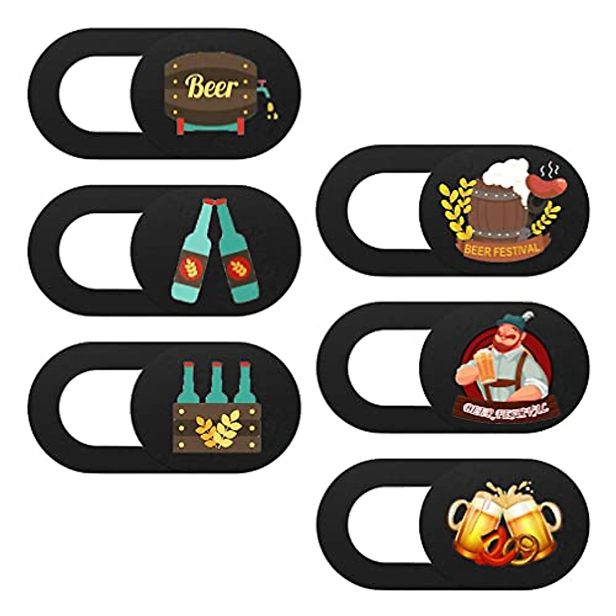 OSALADI USB Camera USB Camera 6pcs Webcam Cover Camera Blocker Beer Pattern Laptop Camera Lens Slider Webcam Lens Protector Lens Privacy Cover Webcam Lens Cap Shutter USB Camera Desktop Camera
