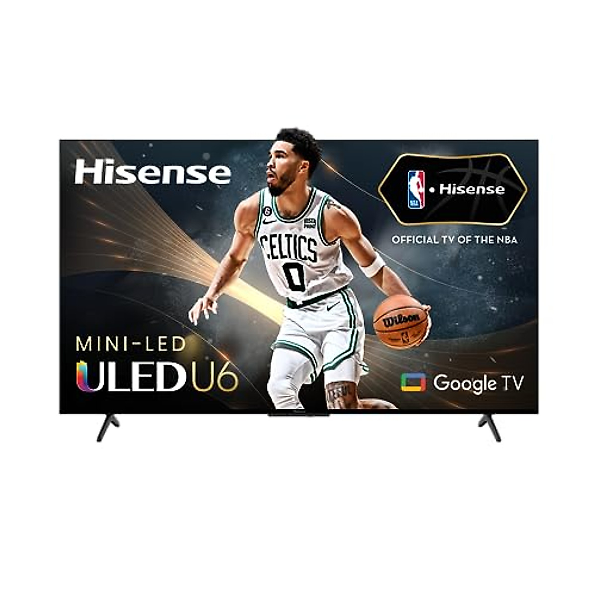 Hisense 55-Inch Class U6 Series ULED Mini-LED Google Smart TV - Quantum Dot Color, 600-Nit Dolby Vision IQ, Game Mode Plus, Hands Free Voice Control, Compatible with Alexa (55U6K, 2023 Model),Black