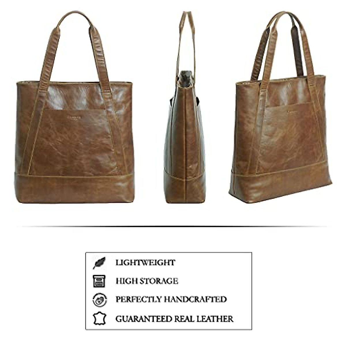 Leather Tote Bag For Women with Zipper or Magnetic Closure - Shoulder Bag Large Hobo with Multiple Pockets Top Handle Handbag
