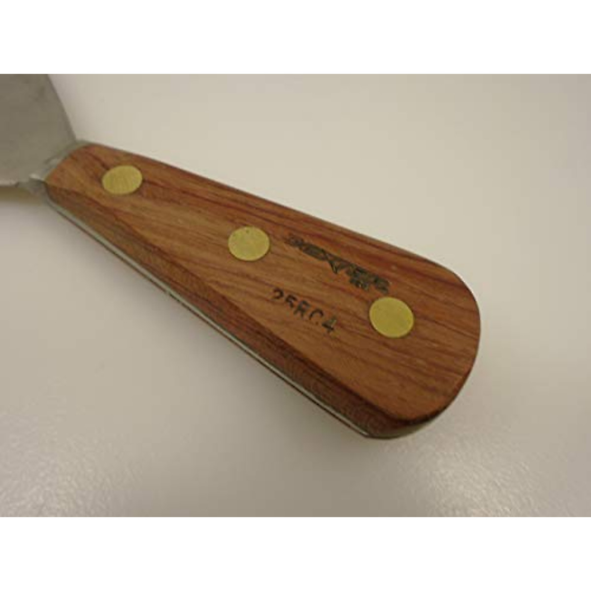 Dexter Russell USA 4in Hi Carbon Scraper Forged Angled Stiff Blade Full Tang Triple brass rivets Bolster 25RC4 Wood Handle Factory Second