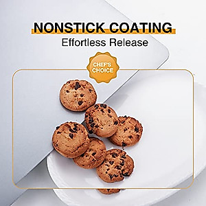 HONGBAKE Large Flat Cookie Sheet No Edges, Nonstick Insulated Baking Pan, Commercial Oven Trays for Cooking 2 Pieces, 16" X 14", Grey