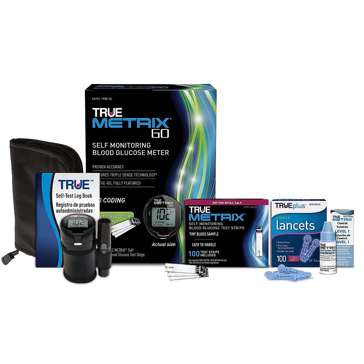 TRUE METRIX® GO Starter Kit with TRUE METRIX® Blood Glucose Test Strips NFRS 100ct - 2 Pack (200 Test Strips)