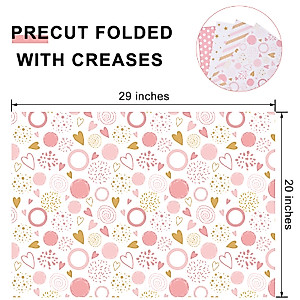 PlandRichW Birthday Wrapping Paper Folded for Girls, Women, Baby, Pink Wrapping Paper, Pink Gift Wrap for Birthday, Valentines, Christmas, Wedding, Baby Shower, Pre-cut 12 Sheets Each 20"X 29"