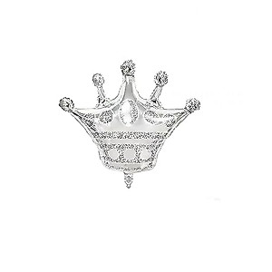 5PCS 30inch Silver Crown Balloons Crown Shaped Foil Mylar Balloons for Baby Shower Kids' Girls Wedding Birthday Party Decorations