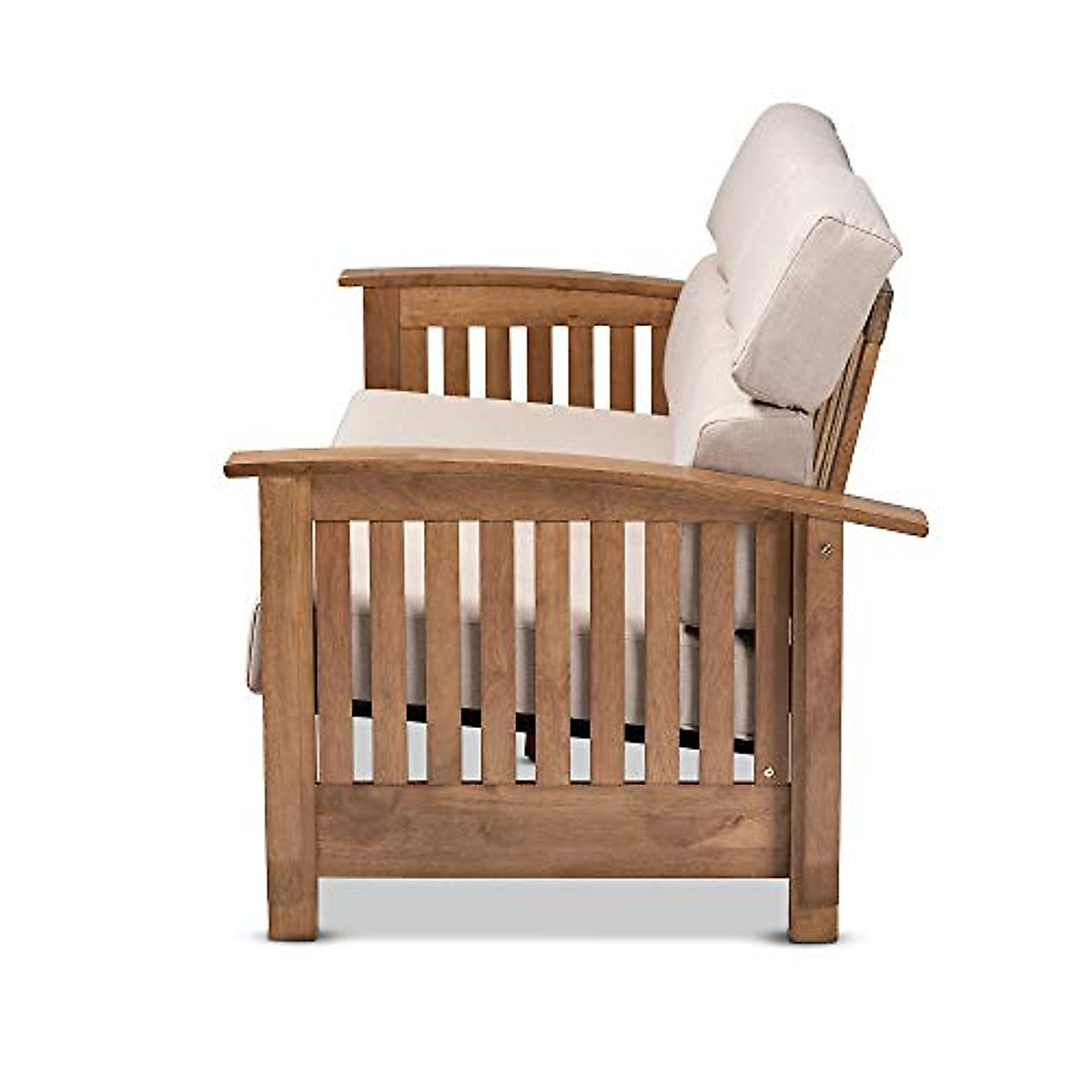 Baxton Studio Sofas, Taupe/Walnut Brown