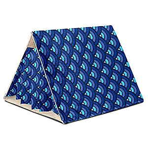 Fish Mermaid Scales Blue, Hamster Hideout House Bed for Gerbils Chipmunks Squirrels Hedgehogs Guinea Pigs Small Animal Cage Habitat Decor