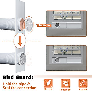 GCGOODS Portable Air Conditioner Window Seal Plates Kit for 5 Inch Diameter Exhaust Hose, 3 Adjustable Mobile AC Window Kit with Plastic Guard Up to 47", Universal Sealing Panels for Sliding Windows