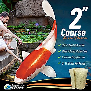 Aquatic Experts Cream COARSE Pond Filter Pad - 2 inch Thick - Bulk Roll Water Garden Filter Pond Media - Made in USA (12" x 36")
