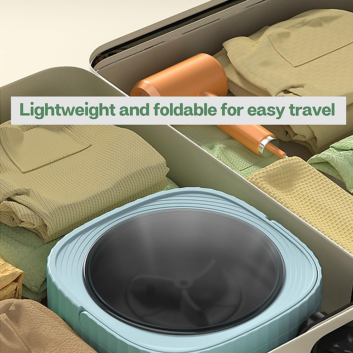 Portable Washing Machine, Foldable Mini Washing Machine for Socks, Baby Clothes, Towels, Underwear Or Delicate Items, Ideal for Apartment, Dorm, Camping, RV Travel and More (blue)