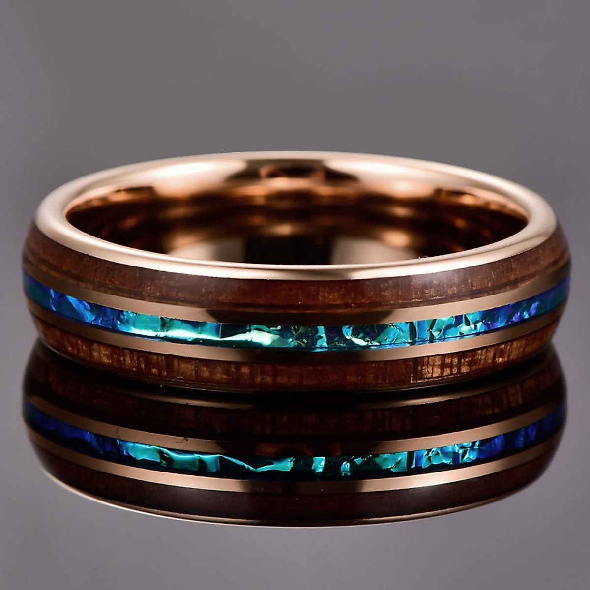 Vakki Mens Rings for Wedding Engagement 6mm Rose Gold Dome Tungsten Promise Bands Size 7.5