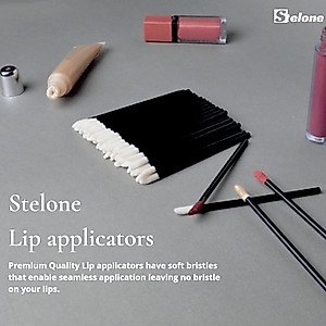 Stelone 100 Disposable Lip Brushes, Lipstick & Lip Gloss Applicators Lint Free Lip Wands for Makeup