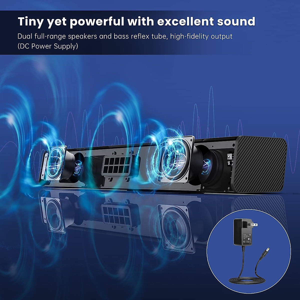 Sound Bar, BESTISAN 50 Watts Soundbar with HDMI, Optical, Coaxial, AUX, USB and Bluetooth Connection, DSP, Bass Adjustable, 16 Inch, Mountable