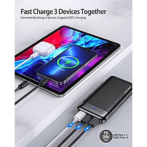 ENEGON 10000mAh Power Bank Fast Charging 12V/1.65A(PD 20W Max) with USB-C Wall Plug, Portable Chargers Slim Cell Phone External Battery Pack for iPhone 14 13 12 11 Pro Max Plus XR SE