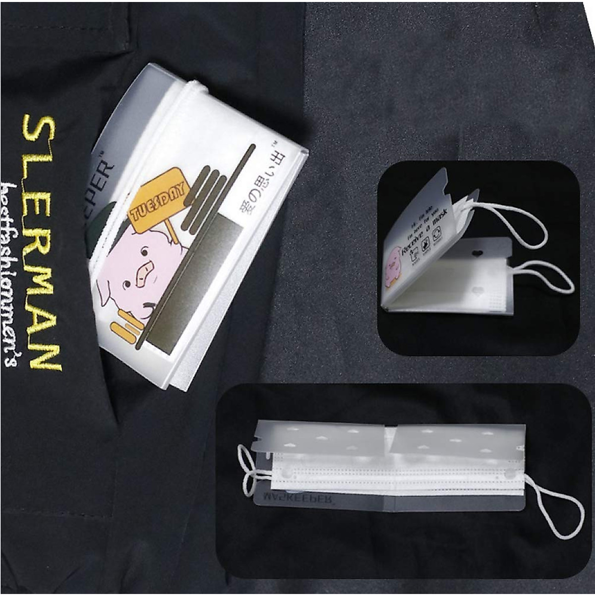 Cartoon Face Mask Holder Case Portable Mask Storage Case Mask Clip Container Plastic Mask Organizer 5 Pcs/Pack, COC Certified