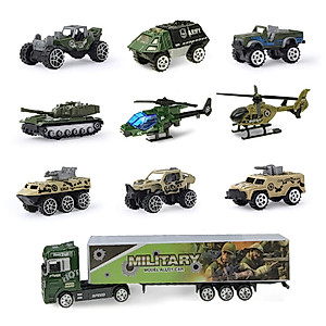Jenilily Army Toys Cars for Boys Tank Military Truck Vehicle Mini Car Toys Carrier Truck Set for Toddlers Boys 3 4 5 6 Years Old