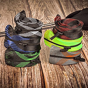 SF Fishing Casting Rod Socks Braided Mesh Rod Sleeve Cover Protector Pole Gloves Six Colors 6PCS Fit Casting Rod 6-1/2FT to 7-1/2FT