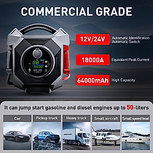 YULU CAT-797 Ultra-Powerful Jump Starter - 18000A 12V/24V Battery Booster Pack with Commercial Jumper Cables, Portable and Safe for Gasoline and Diesel Engines up to 50-Liters