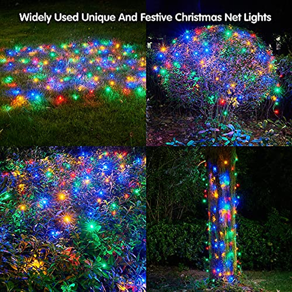 Led Christmas Net Lights Outdoor Christmas Decorations Lights 160LED 4ftx7ft, Connectable Outdoor Indoor Fairy Mesh Net Lights for Christmas Party, Yard, Patio, Tree, Bushes Decorations (Multicolor)