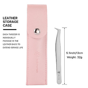 Pretty memory Volume Lash Tweezers, Stainless Steel Eyelash Extension Tweezers, Professional Precision Mega Curved Angled Tweezer, Silver