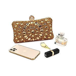 Multicolor Rhinestone Women Evening Clutch Pearl Purse Evening Bags, Multi Color Clutch Ladies Handbag, Rhinestone Purse (Golden)