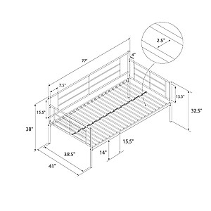 REALROOMS Praxis Metal Daybed with Steel Frame and Slats, Under Bed Storage, Twin, Black