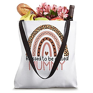 Cute Blessed To Be Called Mummy Boho Rainbow Leopard Print Tote Bag