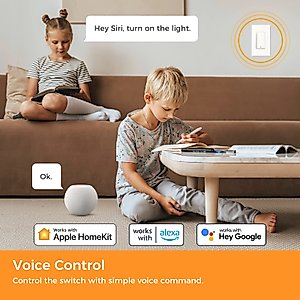 Refoss Smart Light Switch, Single Pole Smart Switch, Neutral Wire Required, Compatible with Apple HomeKit, Amazon Alexa and Hey Google, 2.4GHz Wi-Fi, Remote and Voice Control, No Hub Required, 1 Pack