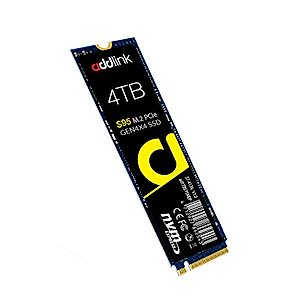 Addlink S95 4TB SSD for PC Storage Upgrade 7200 MB/s Maximum Read Speed PCIe NVMe Gen4 Internal Solid State Hard Drive - M.2 2280 TLC 3D NAND SSD (ad4TBS95M2P) Made in Taiwan