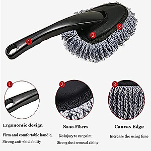Super Soft Microfiber Car Dash Duster Brush for Car Cleaning Home Kitchen Computer Cleaning Brush Dusting Tool | Blue and Grey | Pack of 2
