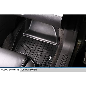 SMARTLINER Custom Fit Floor Mats 2 Row Liner Set Black for 2017-2019 Ford Explorer Without 2nd Row Center Console