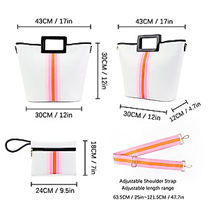 IBEE Neoprene Tote bag,Clutch Purse,Handbags for Women and Crossbody Strap (White)